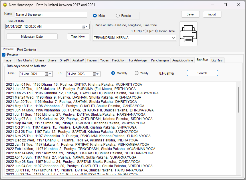 Windows edition of Vedic Astrology app Supersoft PROPHET2024 in ...