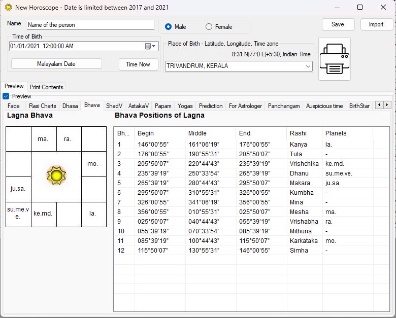 Windows edition of Vedic Astrology app Supersoft PROPHET2024 in ...