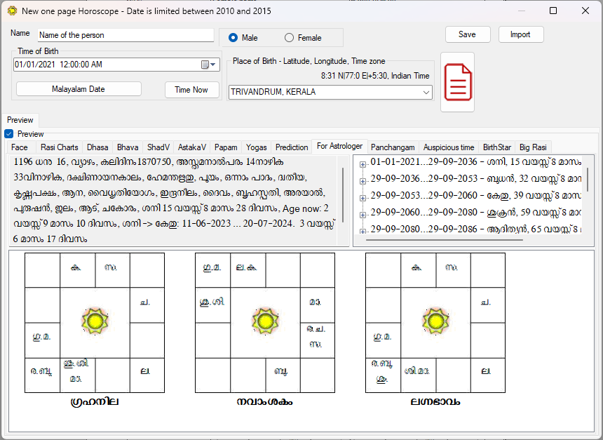 Windows edition of Vedic Astrology app Supersoft PROPHET2024 in ...