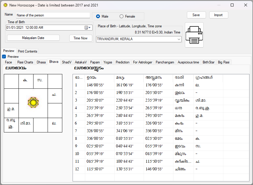 Windows edition of Vedic Astrology app Supersoft PROPHET2024 in ...